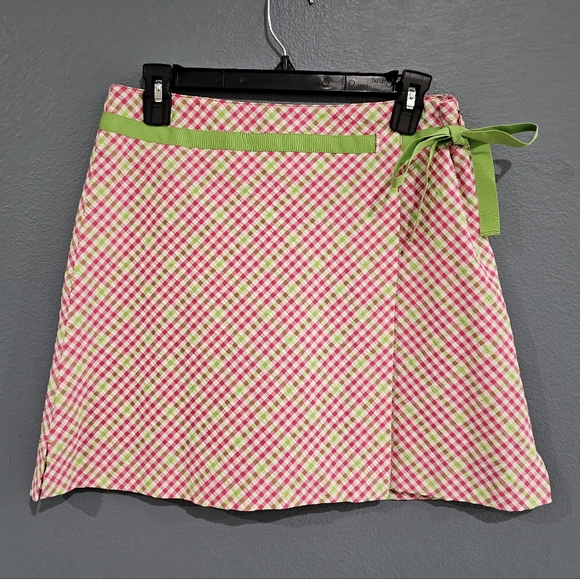 Liz Golf | Shorts | Liz Golf Pink Green Check Faux Wrap Seersucker Golf ...